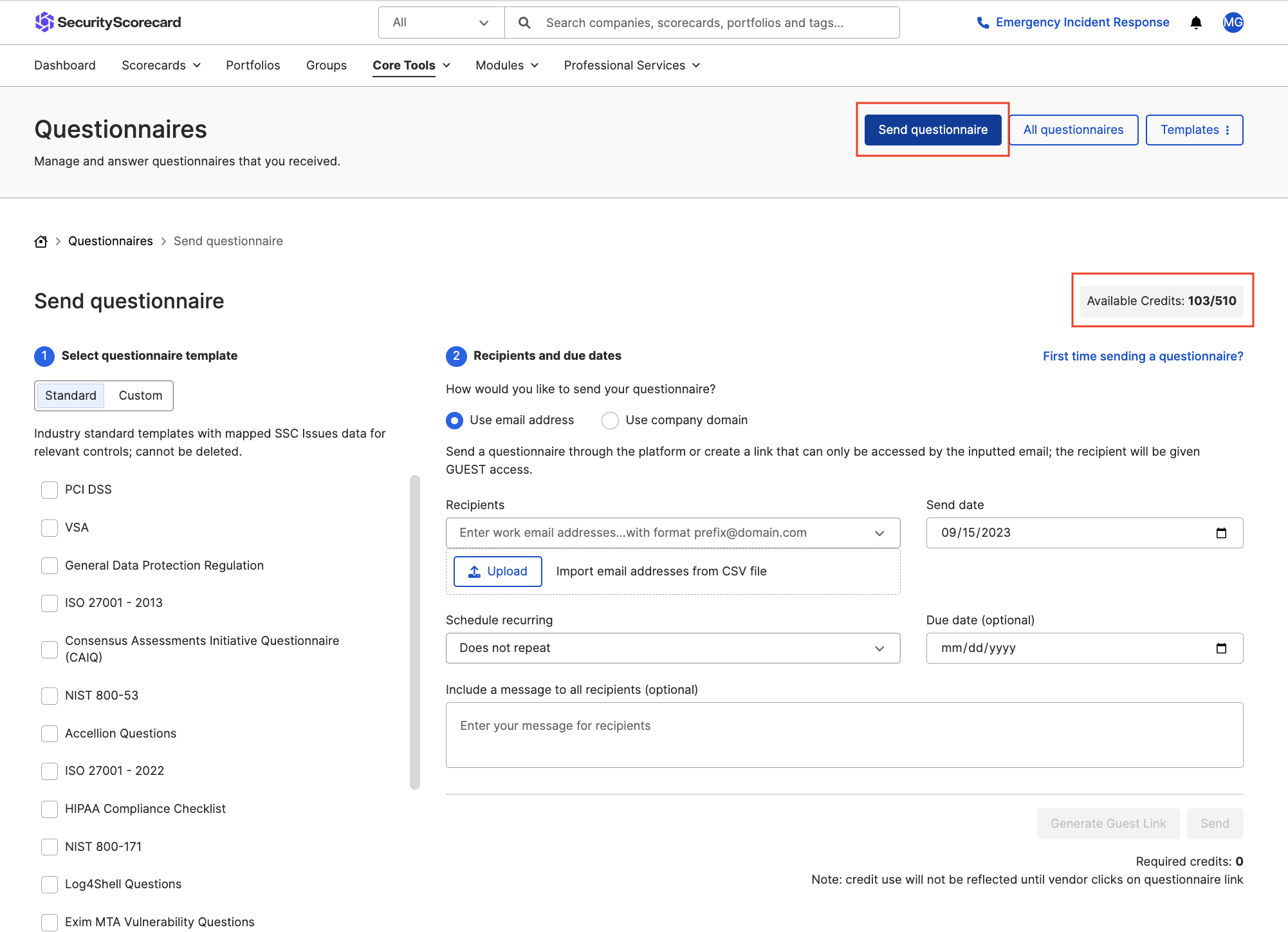 Manage your credits for sending questionnaires – Help Center