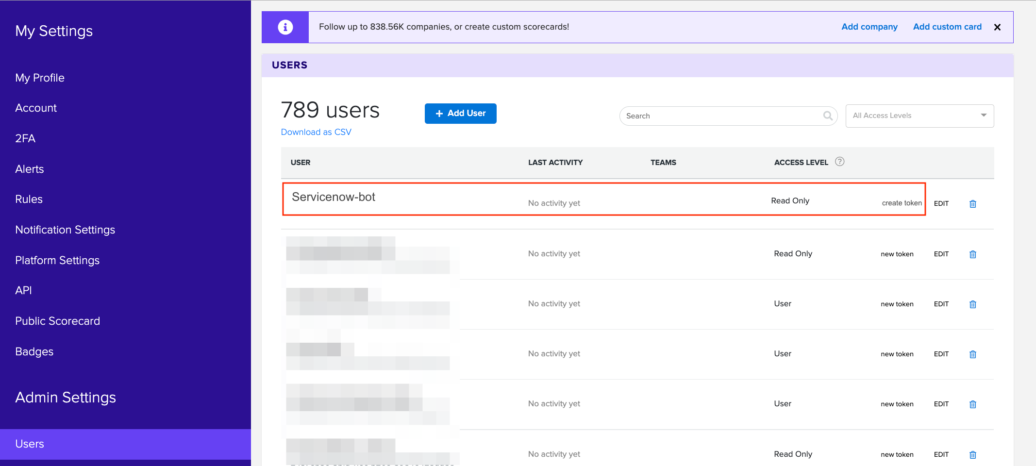 Create API tokens for the SecurityScorecard platform – Help Center