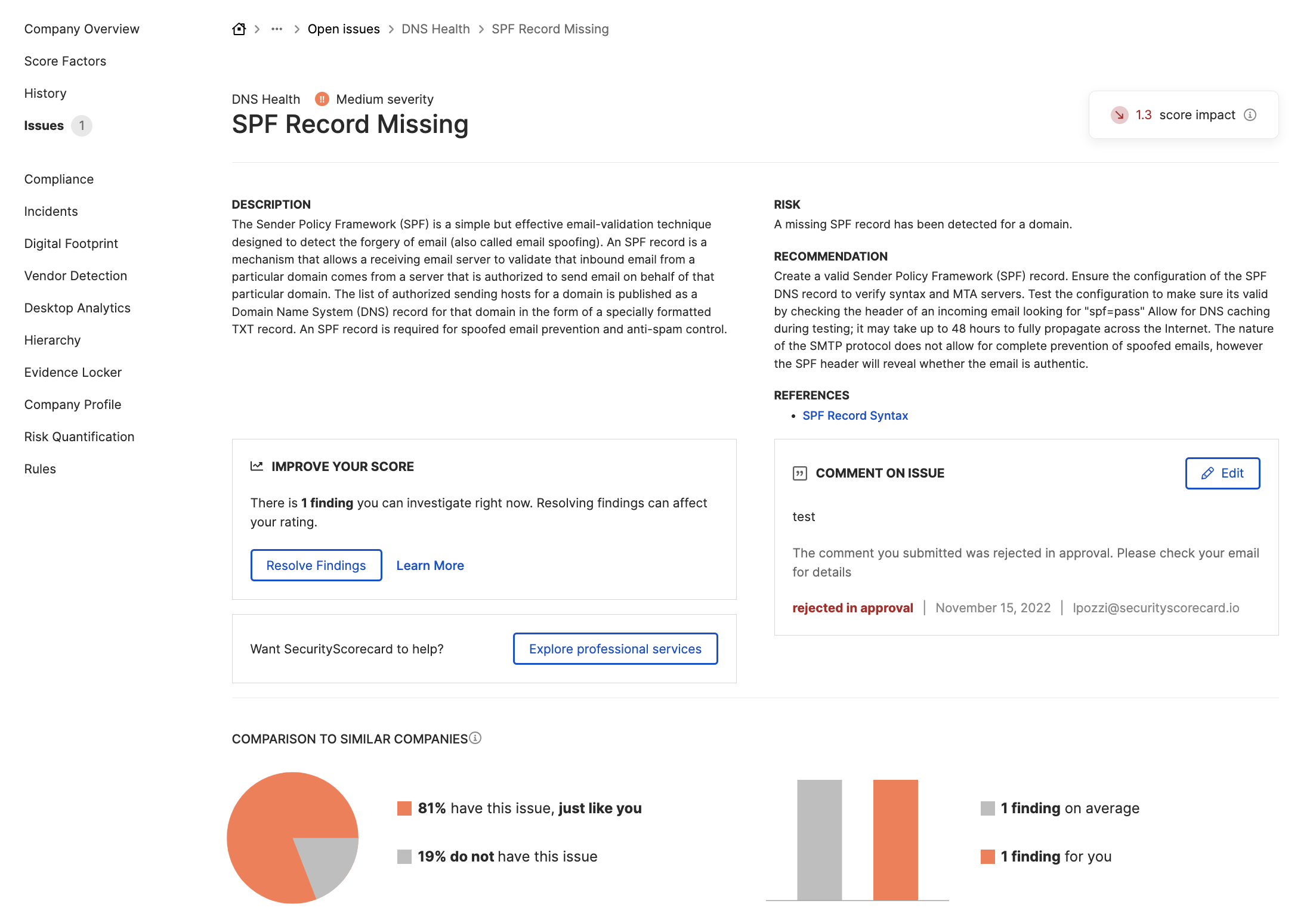 Address issue findings in your Scorecard – Help Center