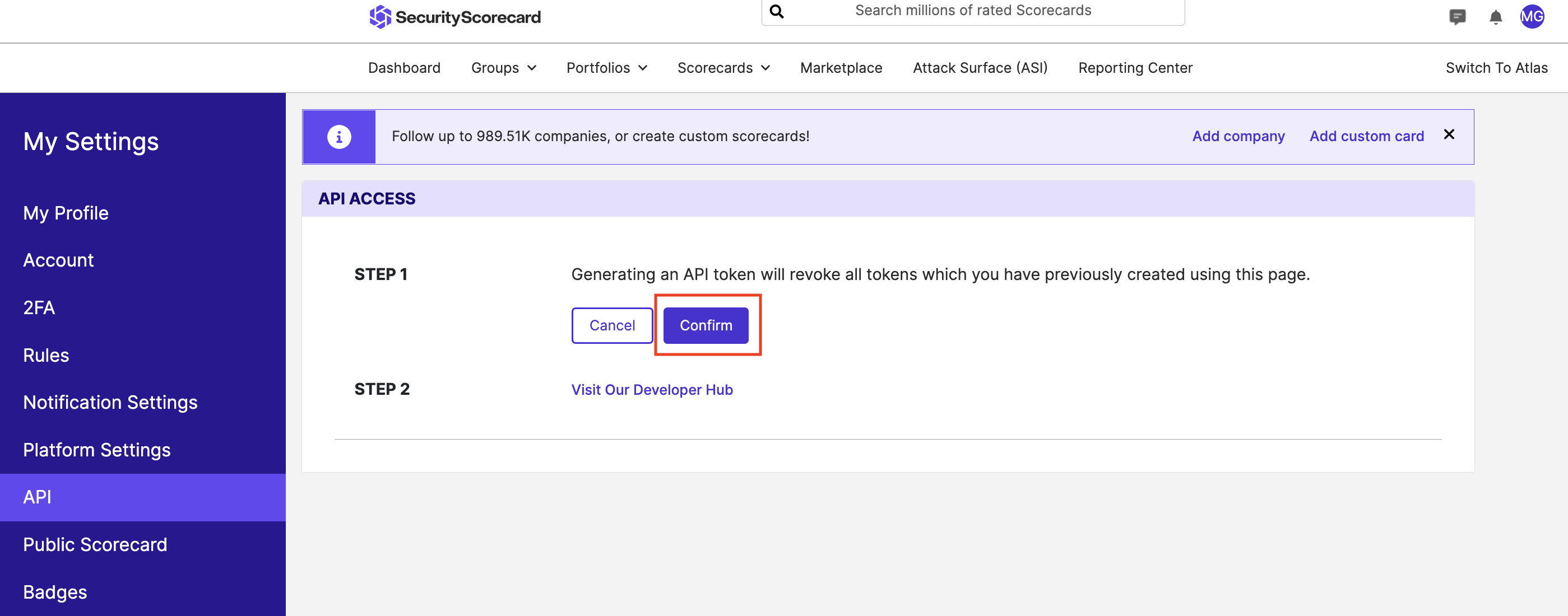 Create Api Tokens For The Securityscorecard Platform Help Center 4771